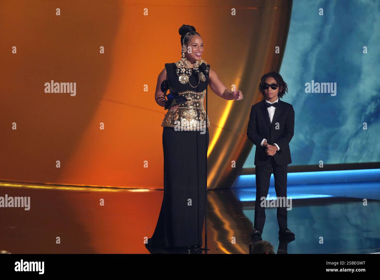 Alicia Keys accepts the Dr. Dre Global Impact Award during the 67th ...