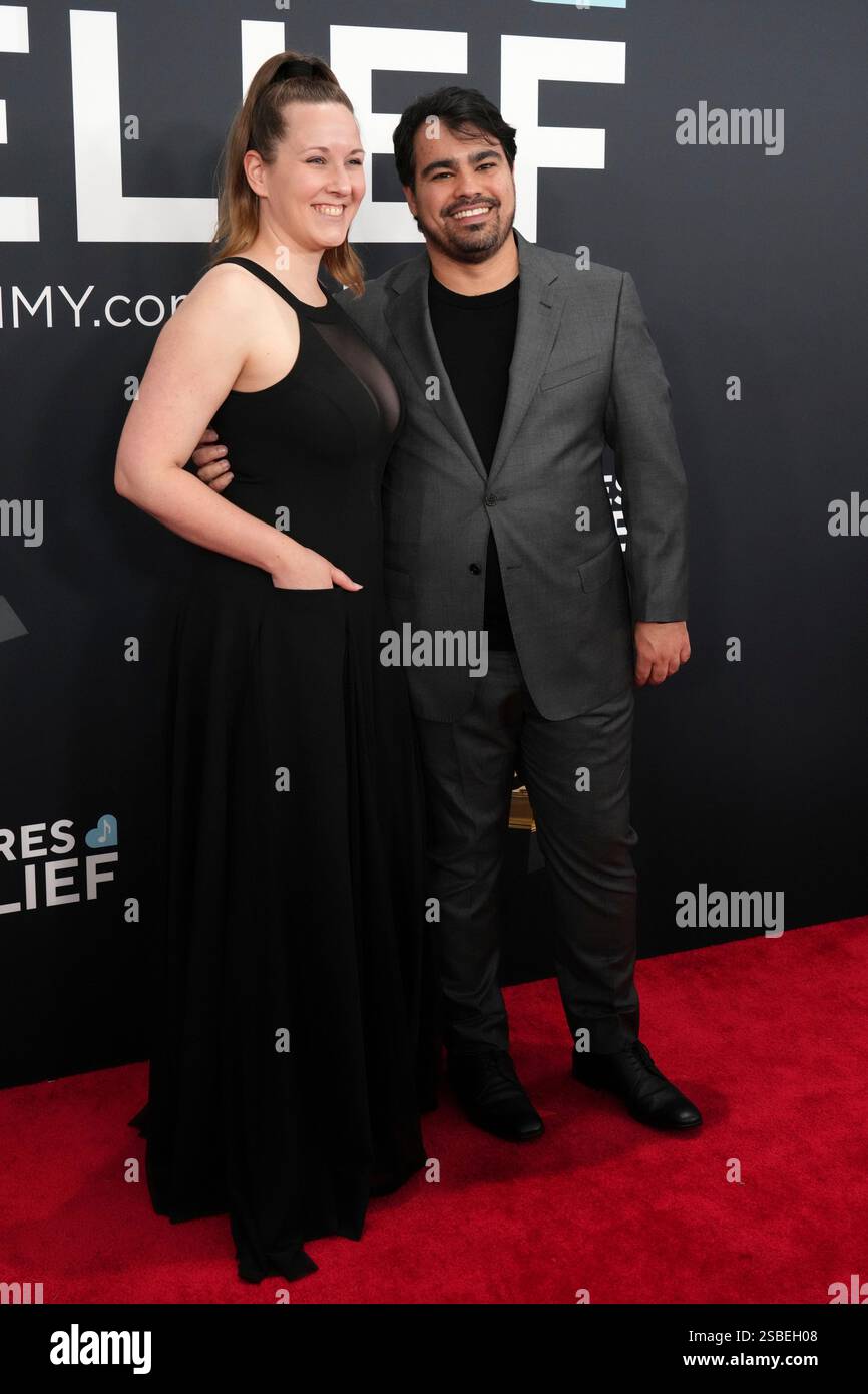 Matheus Braz, right, arrives at the 67th annual Grammy Awards on Sunday ...