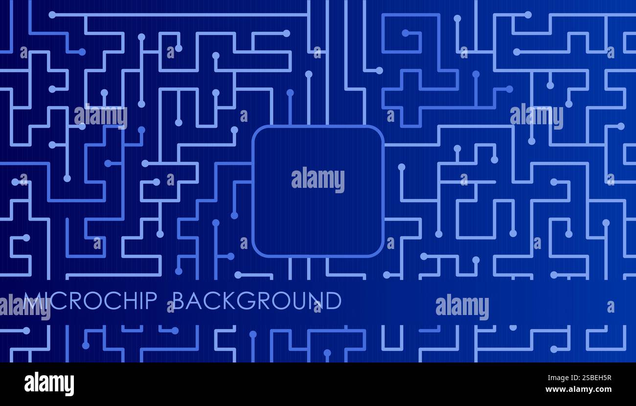 Horizontal blue processor circuit board abstract background with ...