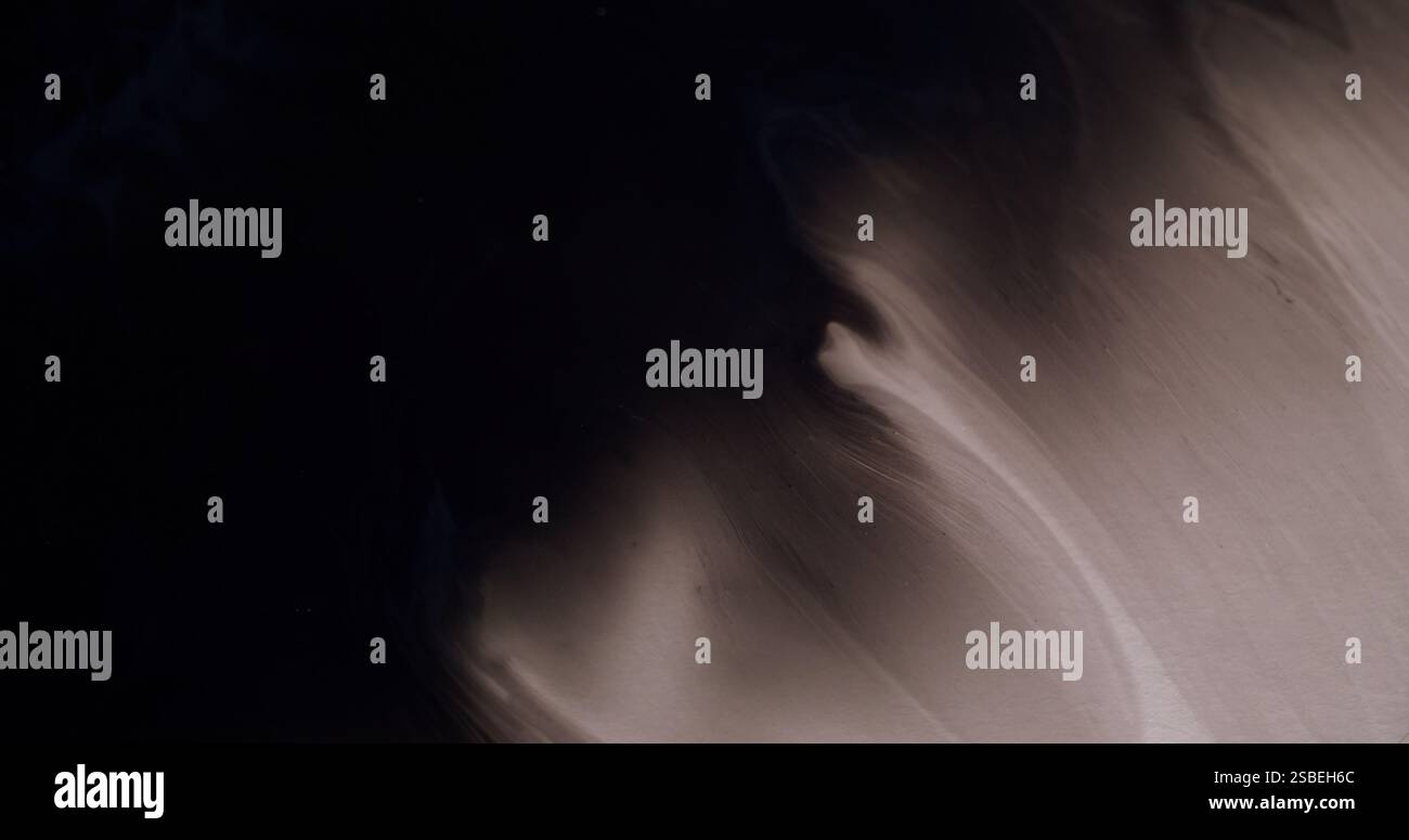 Spreading paint. Grunge liquid. Smooth black watercolor spill on wet ...