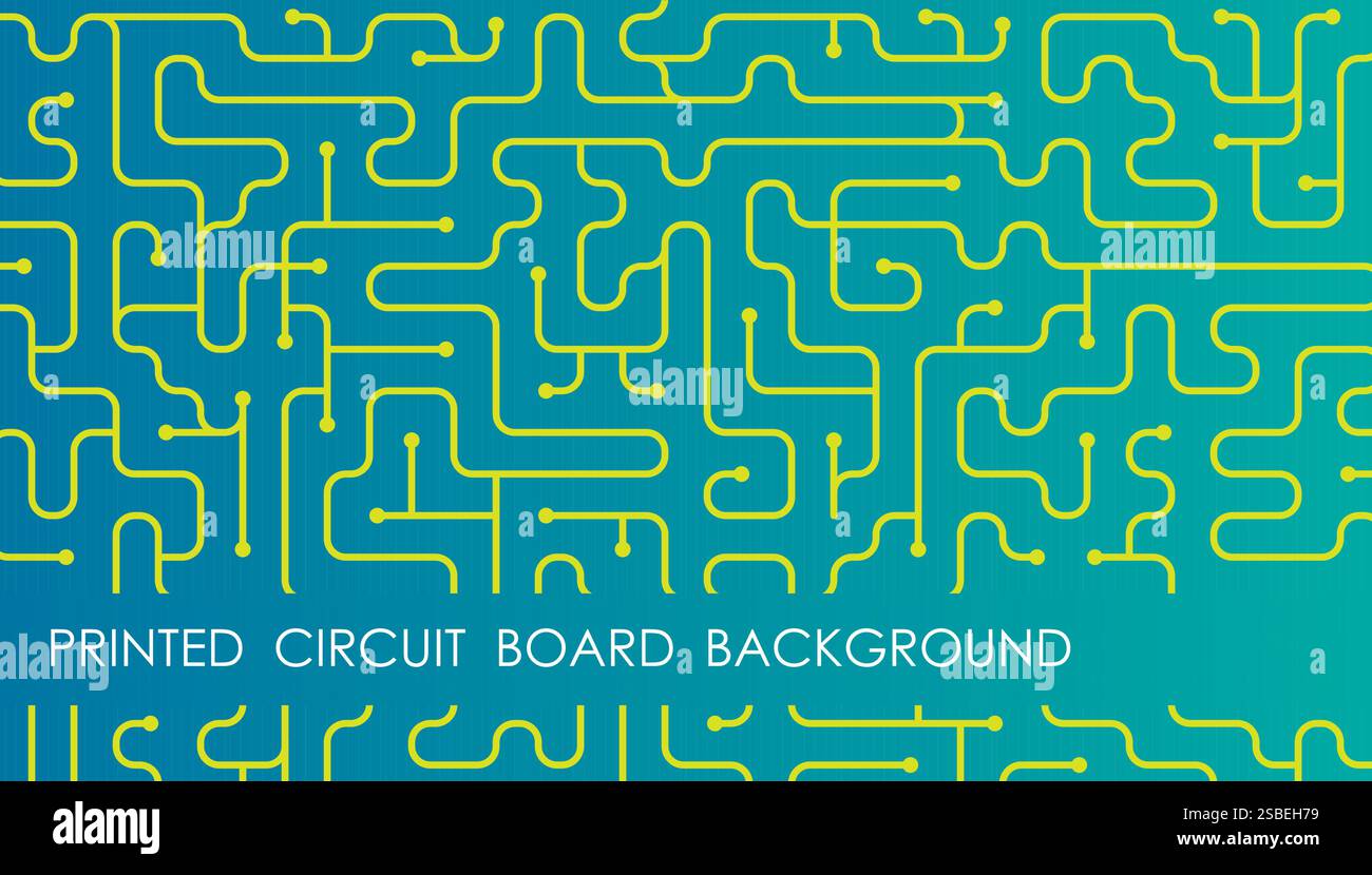 Horizontal green semiconductor board abstract background with meander ...