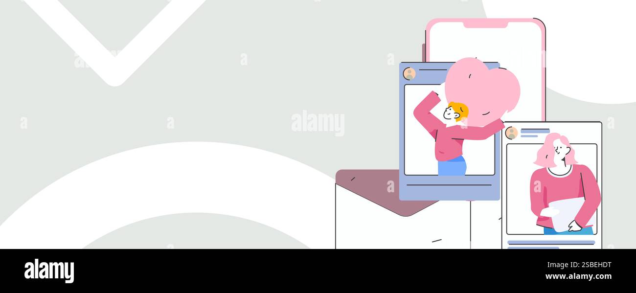 Virtual characters social communication concept business flat vector ...