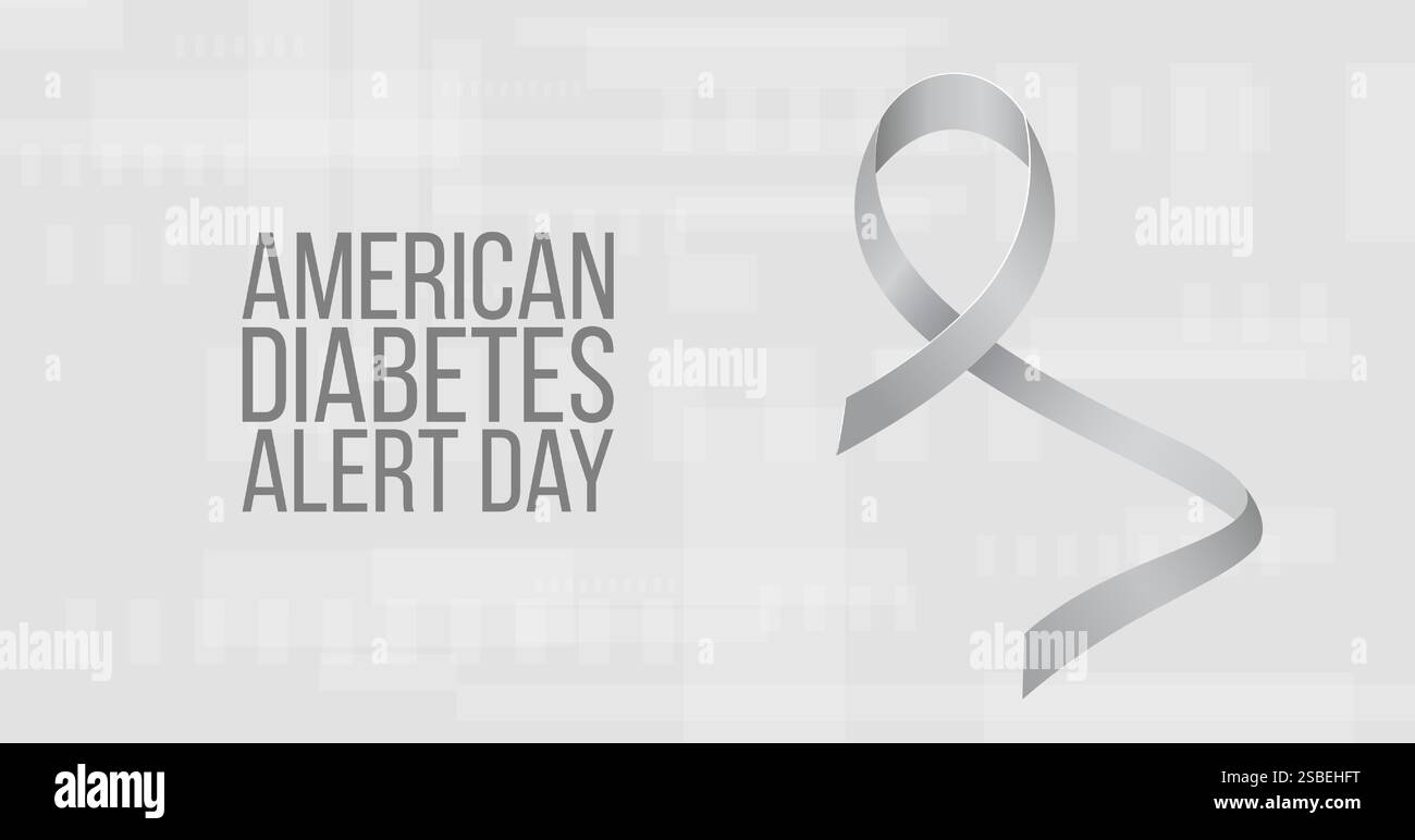 American diabetes alert day concept. Banner template with grey ribbon ...