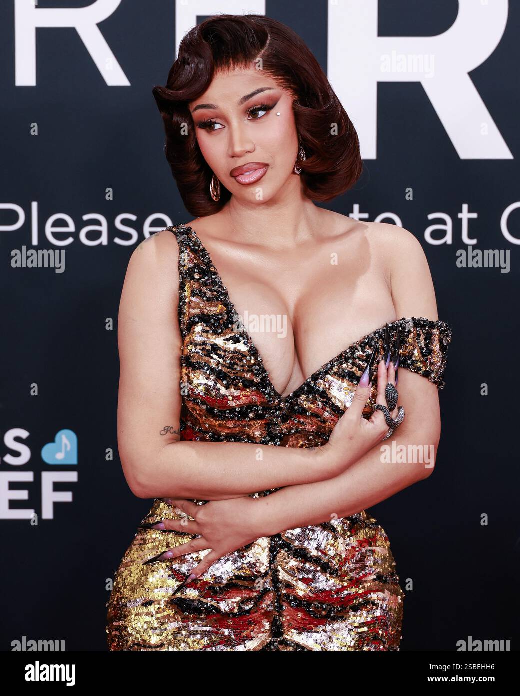 Los Angeles, USA. 02nd Feb, 2025. Cardi B walking on the red carpet ...