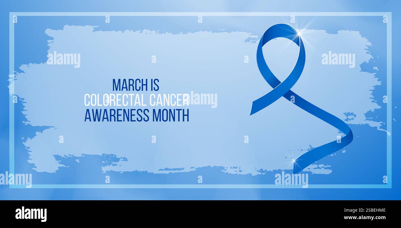 Colorectal Cancer Awareness Month concept. Banner template with blue ...