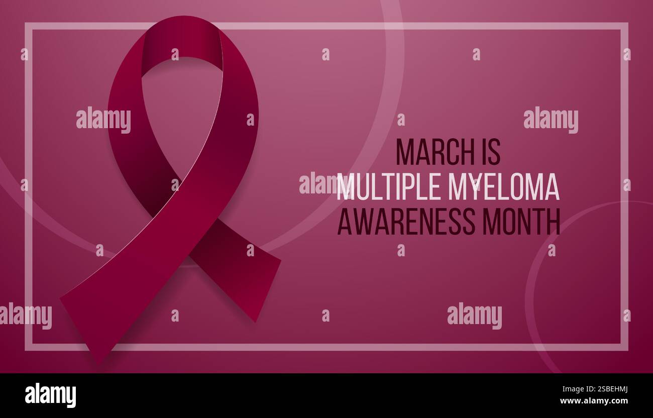 Multiple Myeloma Awareness Month concept. Banner template with burgundy ...