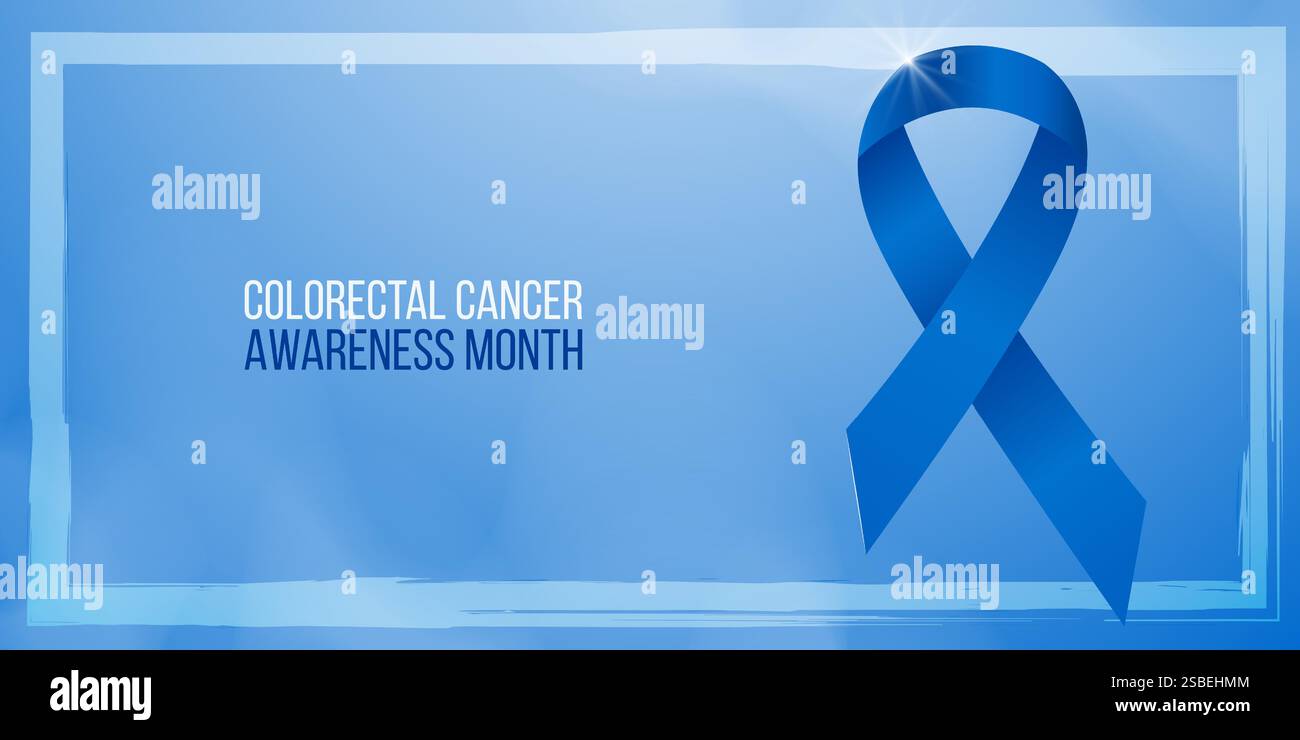 Colorectal Cancer Awareness Month concept. Banner template with blue ...