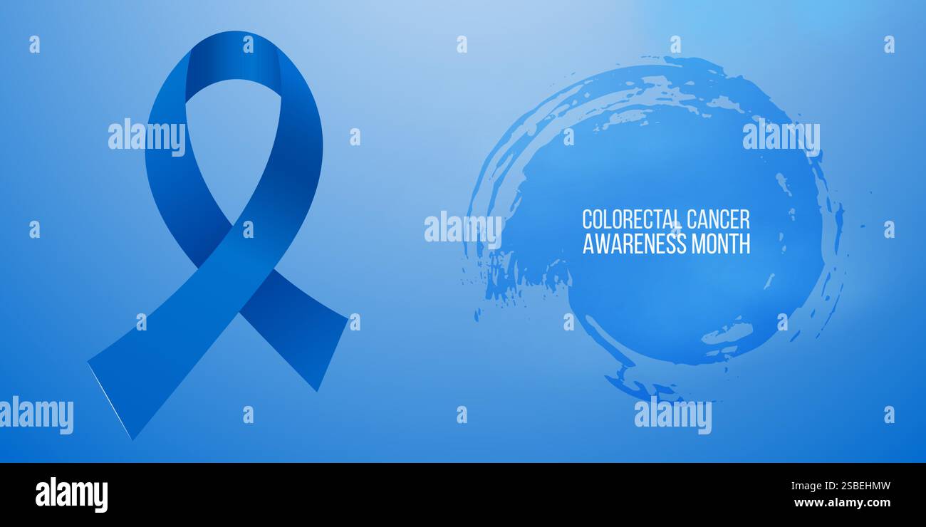 Colorectal Cancer Awareness Month concept. Banner template with blue ...