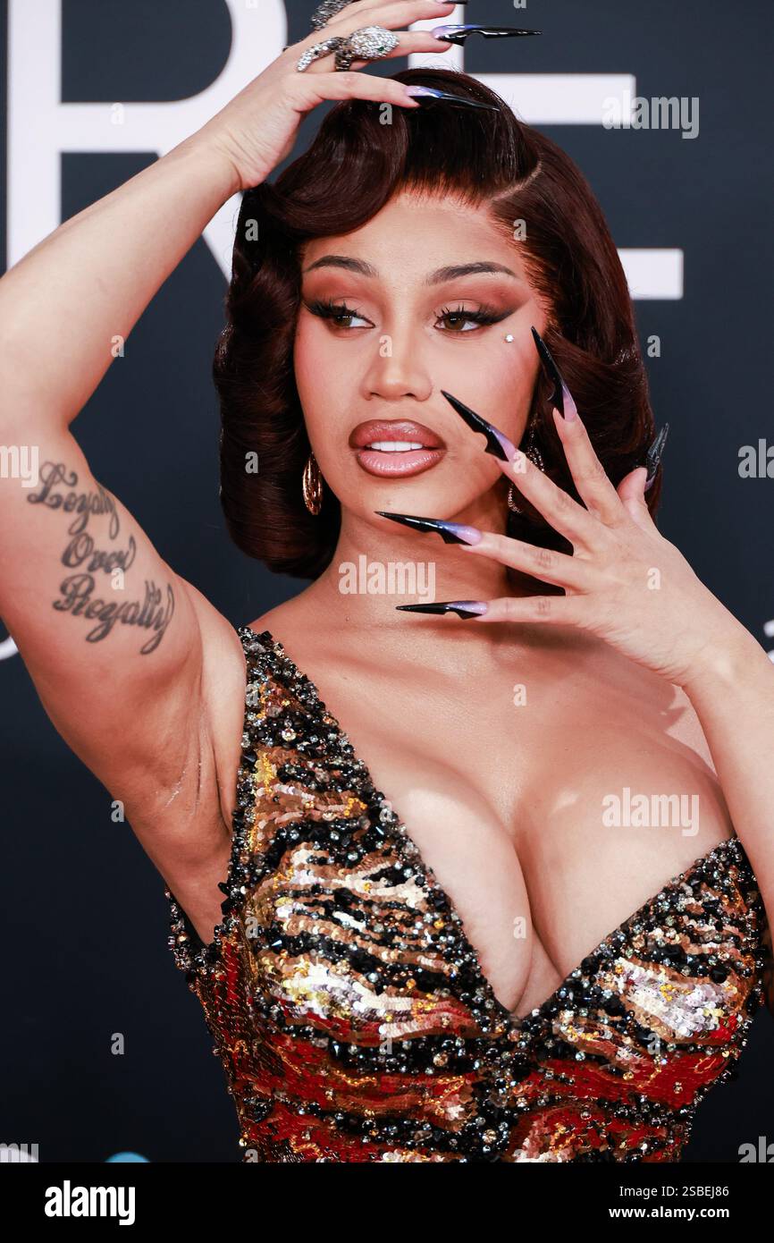 Los Angeles, USA. 02nd Feb, 2025. Cardi B walking on the red carpet ...