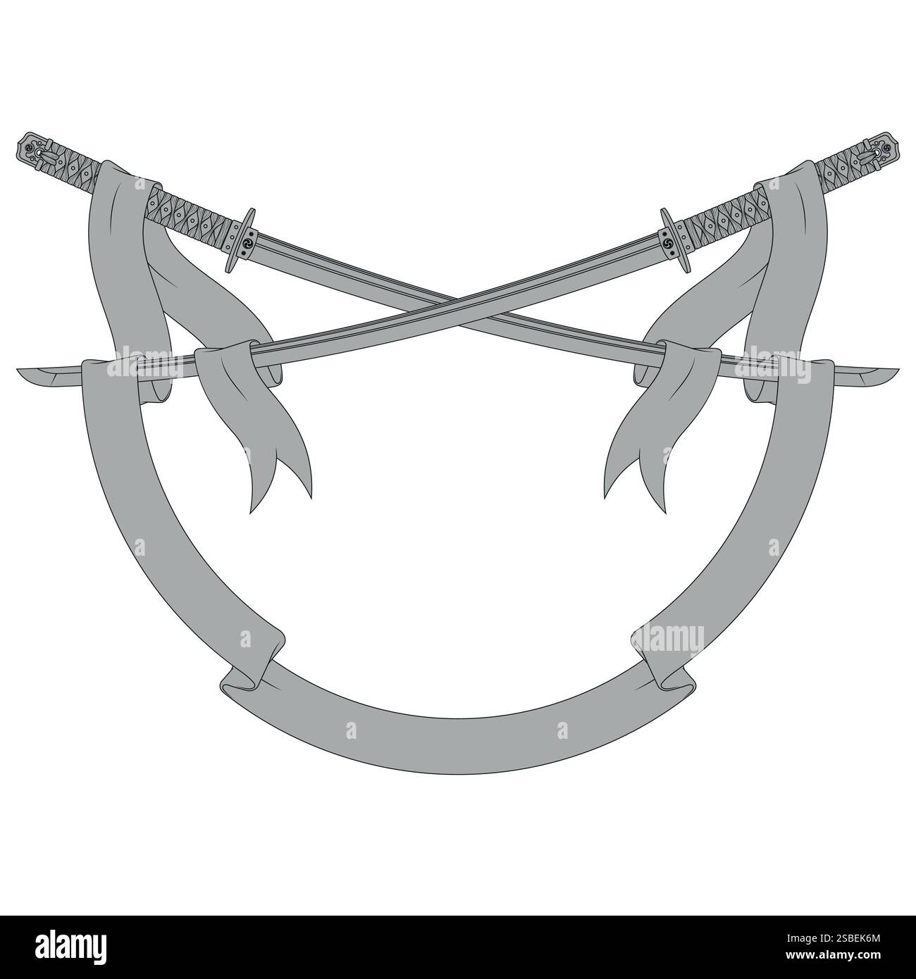 Samurai sword with ribbon, katana from ancient feudal Japan with ribbon ...