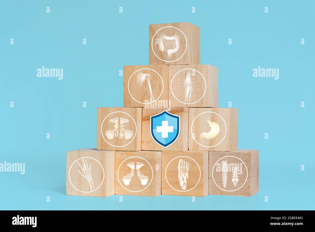 Concept of health insurance is depicted through the arrangement of ...