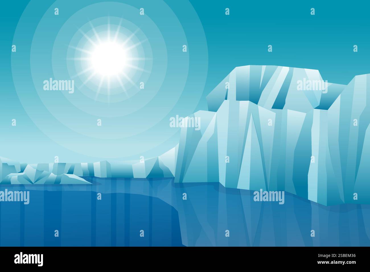 beautiful arctic ice landscape background illustration in gradient ...