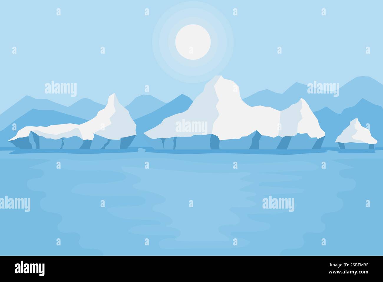arctic ice landscape background illustration in flat style design Stock ...