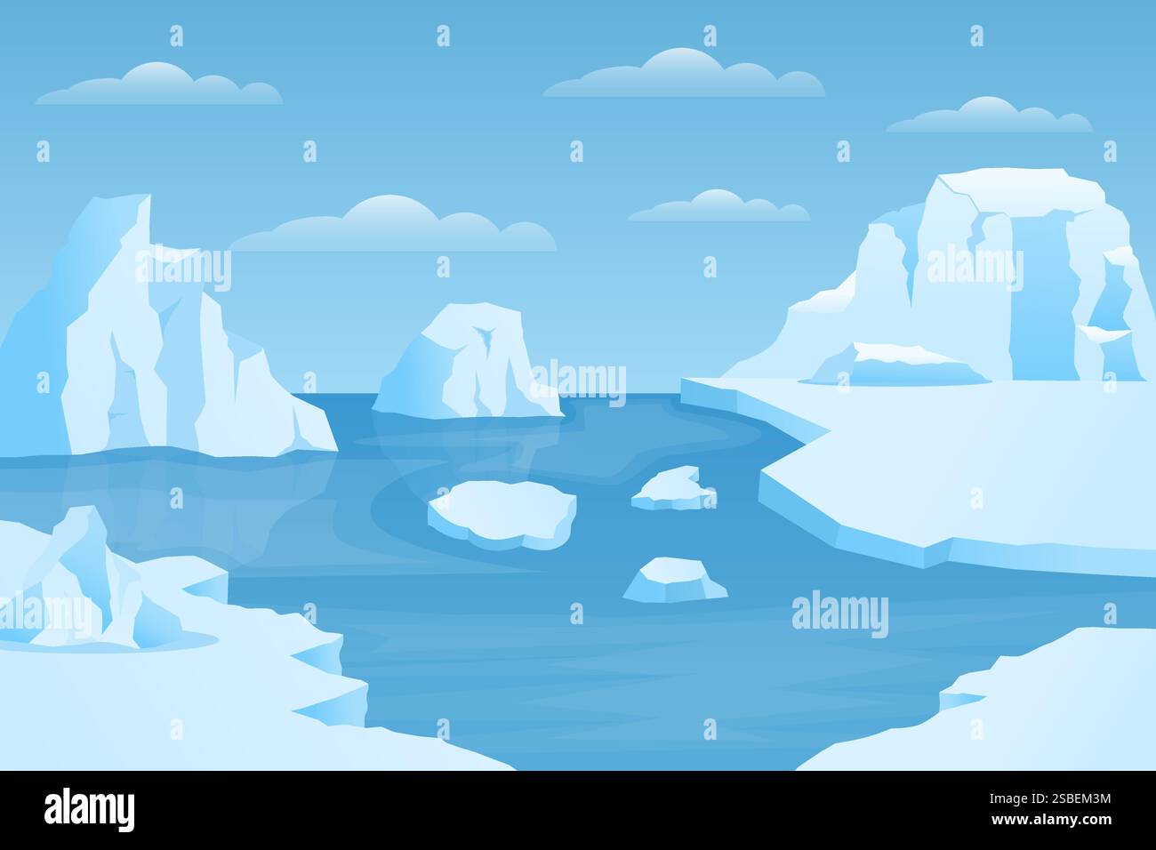 gradient arctic ice landscape, glacier illustration Stock Vector Image ...