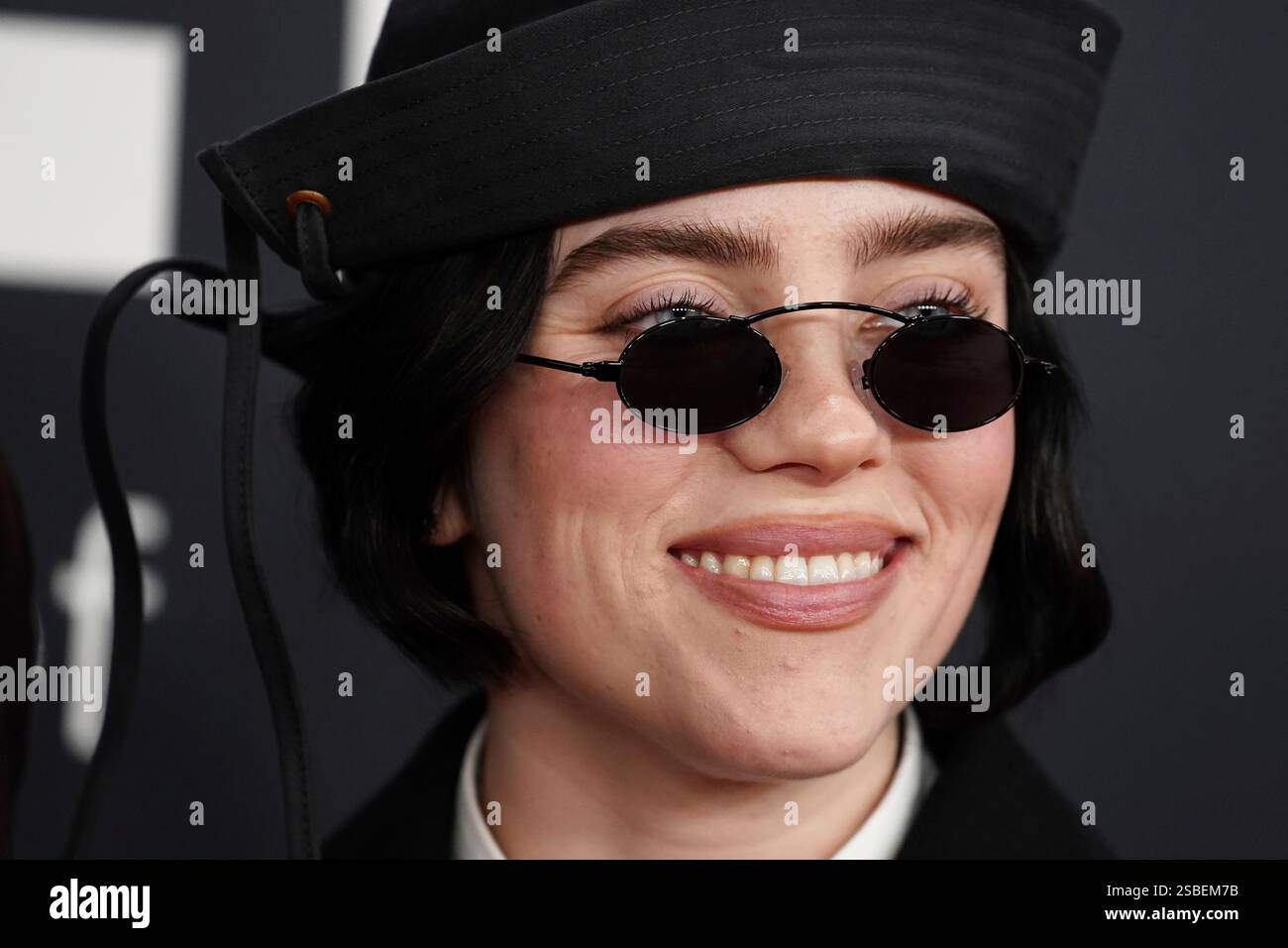 Billie Eilish arrives at the 67th annual Grammy Awards on Sunday, Feb. 2, 2025, in Los Angeles ...