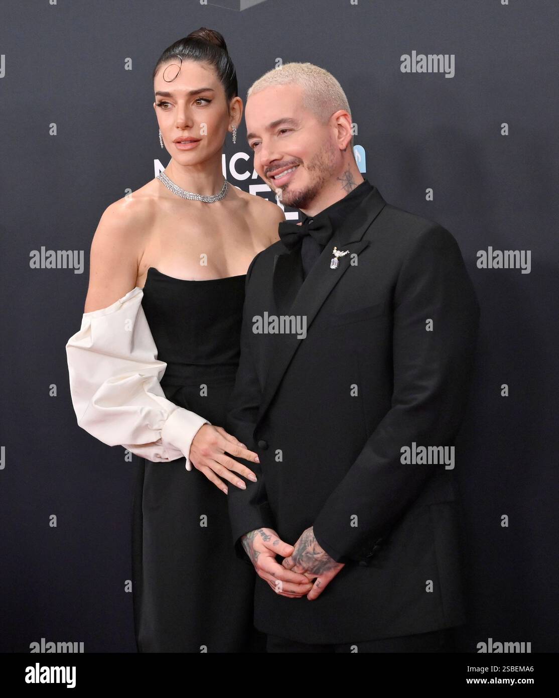 Los Angeles, Ca. 02nd Feb, 2025. Valentina Ferrer and J Balvin arrive ...