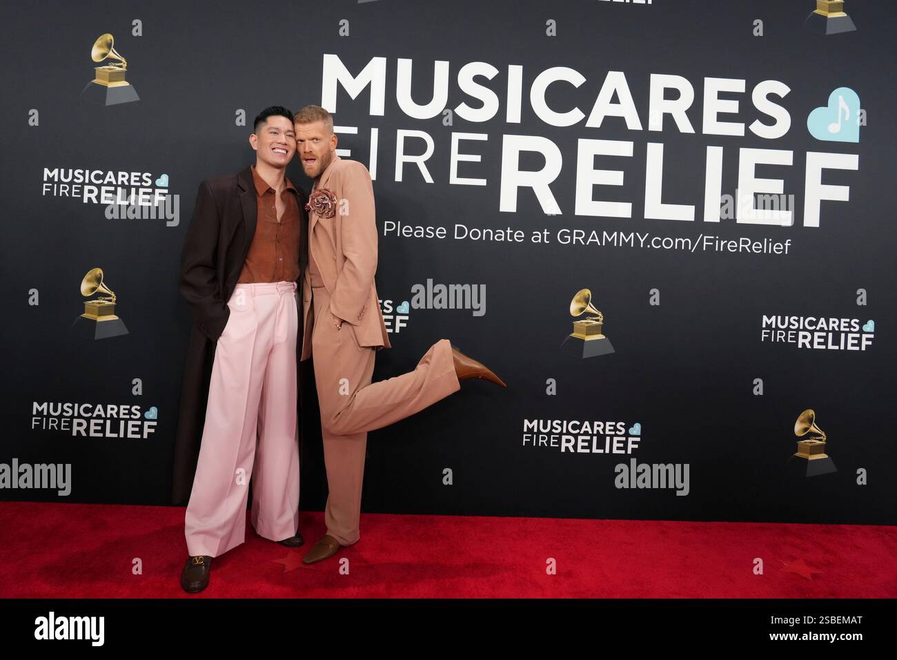 Mark Manio, left, and Scott Hoying arrive at the 67th annual Grammy ...