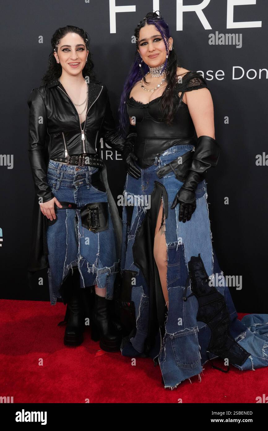 Emily Estefan, left, and Gemeny Hernandez arrive at the 67th annual Grammy Awards on Sunday, Feb ...