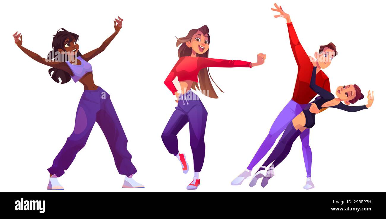 Dancer characters set showing different styles - street dance performer ...