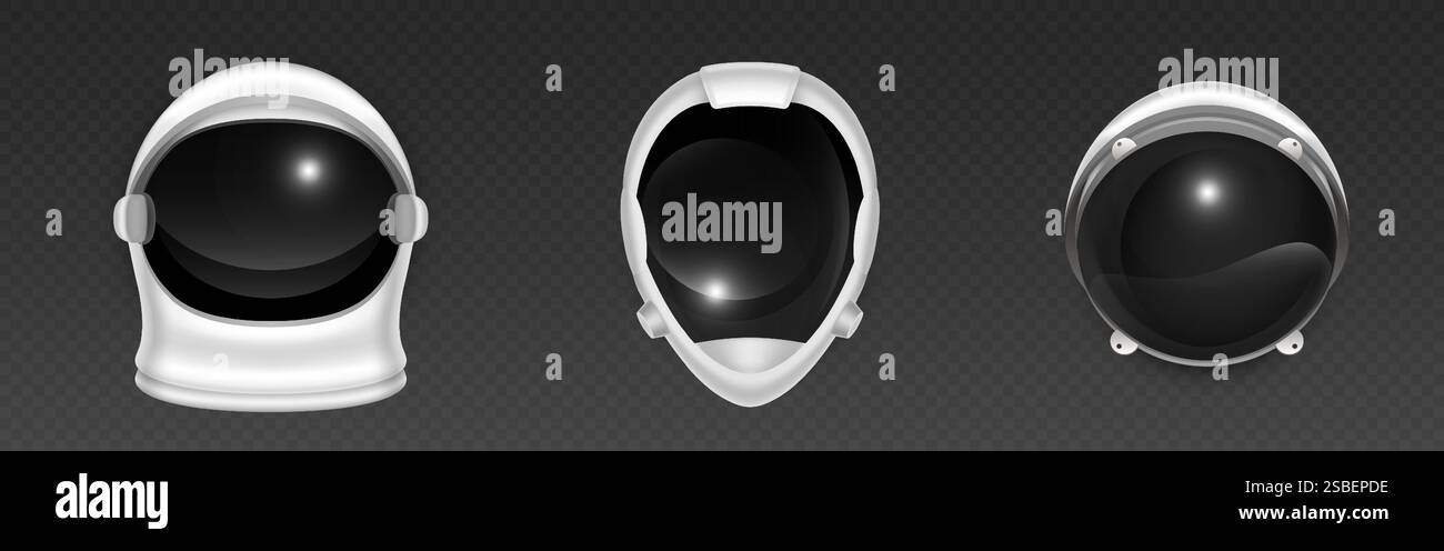 3d astronaut helmet set with white protective frames and dark visors ...
