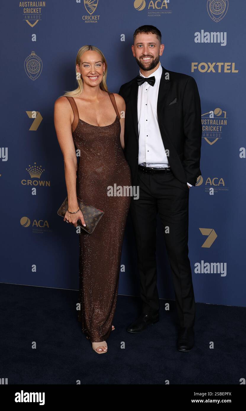 Madison Wilson and Matt Short on arrival to the 2025 Australian Cricket ...