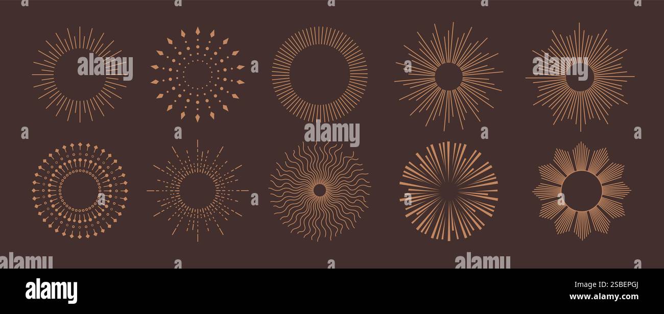 Sunburst icon clipart set. Vintage sunburst clip art logo and symbol ...