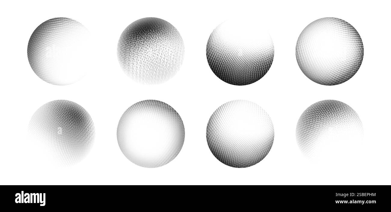 Gradient dot spheres set isolated on white background. Vector realistic ...