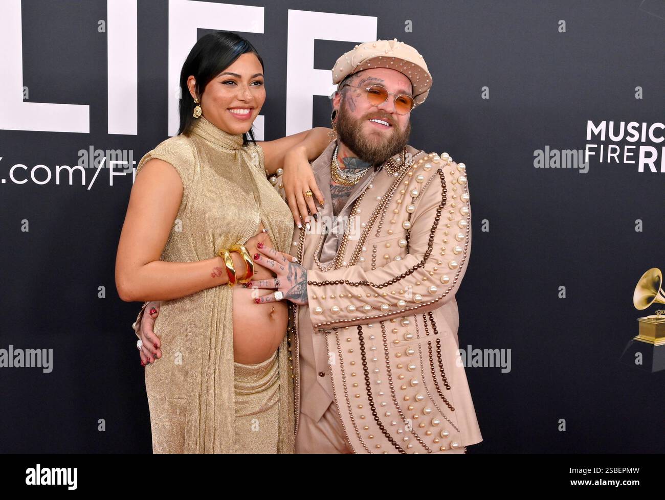 Teddy Swims and Raiche Wright arrive for the 67th Annual Grammy Awards ...