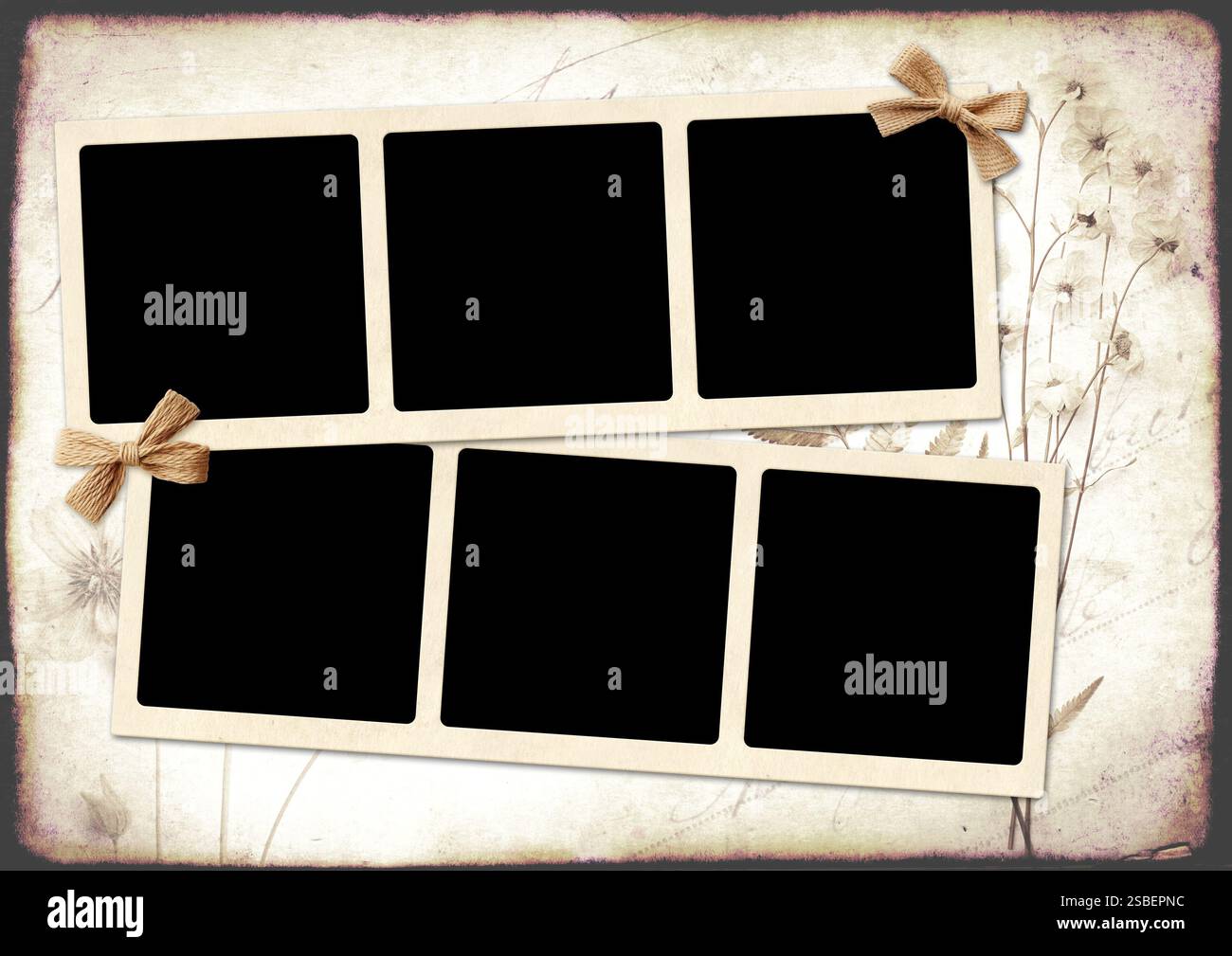 Nostalgic scrapbooking banner with moodboard pictures album grid for ...