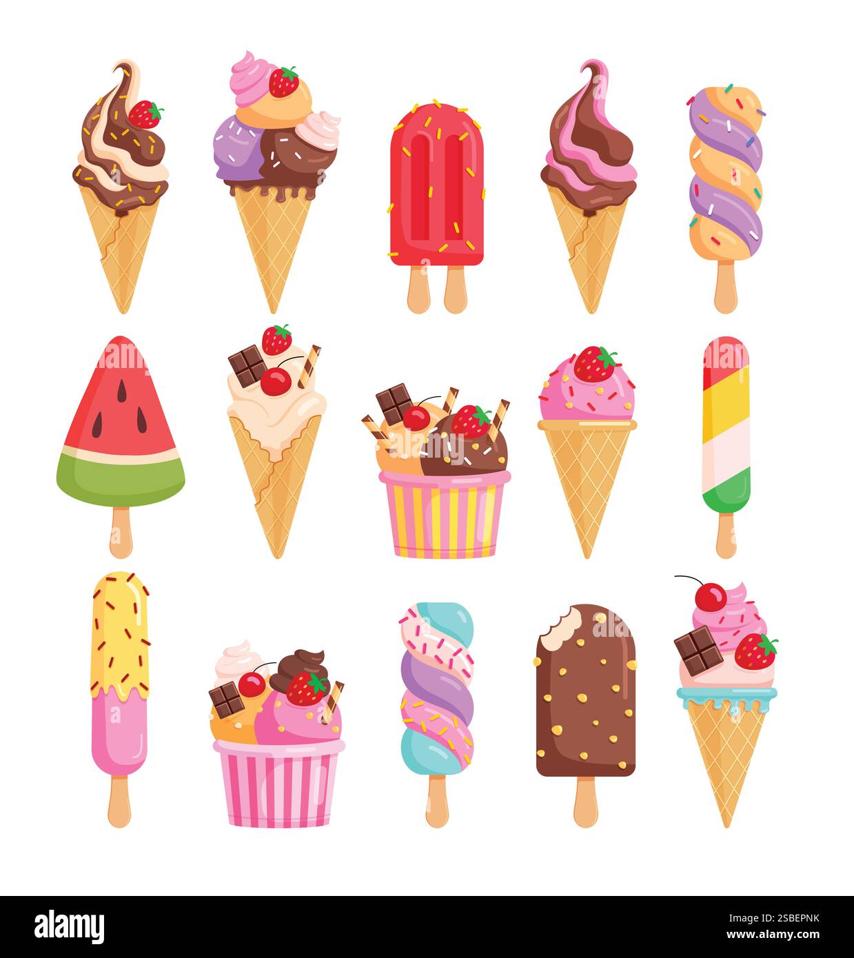 Ice cream icon clipart set. Cold and sweet ice cream clip art with ...