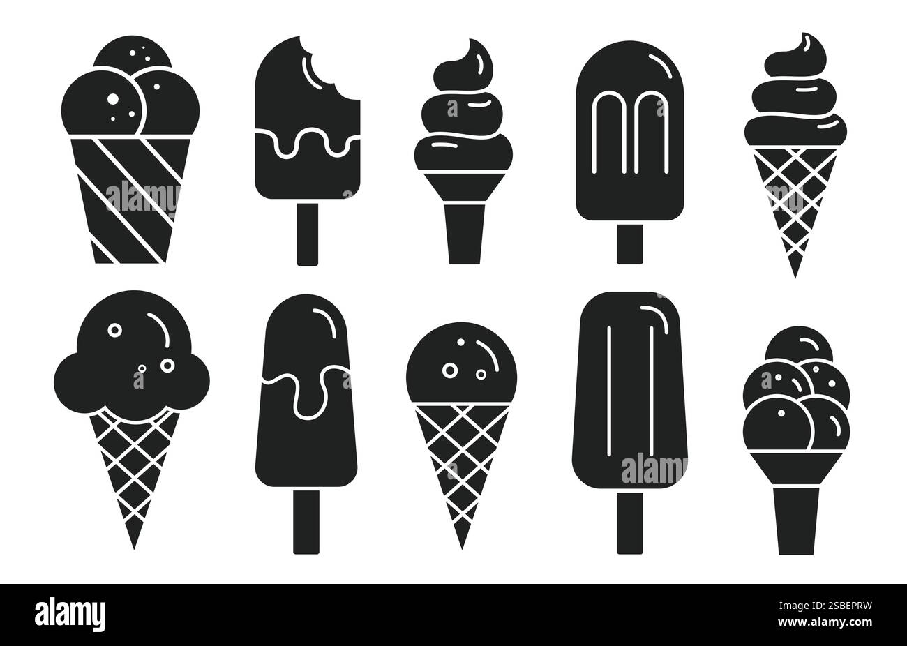 Ice cream silhouette clipart set. Ice cream icon clip art collection in ...