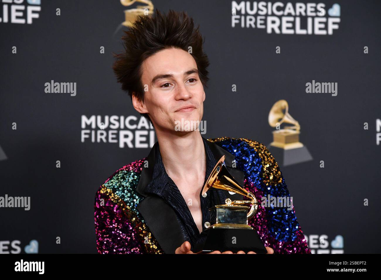 Jacob Collier poses in the press room during the 67th annual Grammy ...