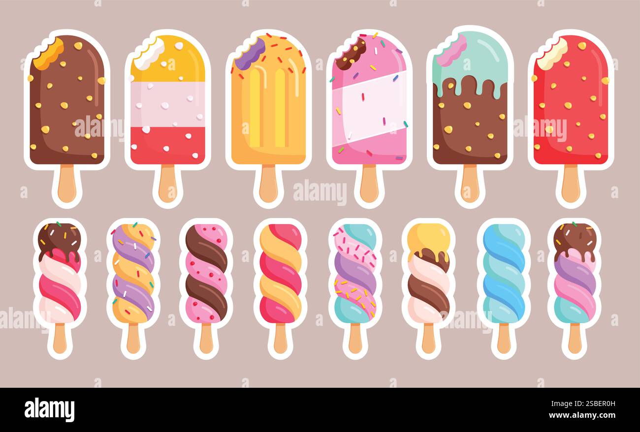 Popsicle logo clipart set. Sweet popsicle ice cream clip art icon ...
