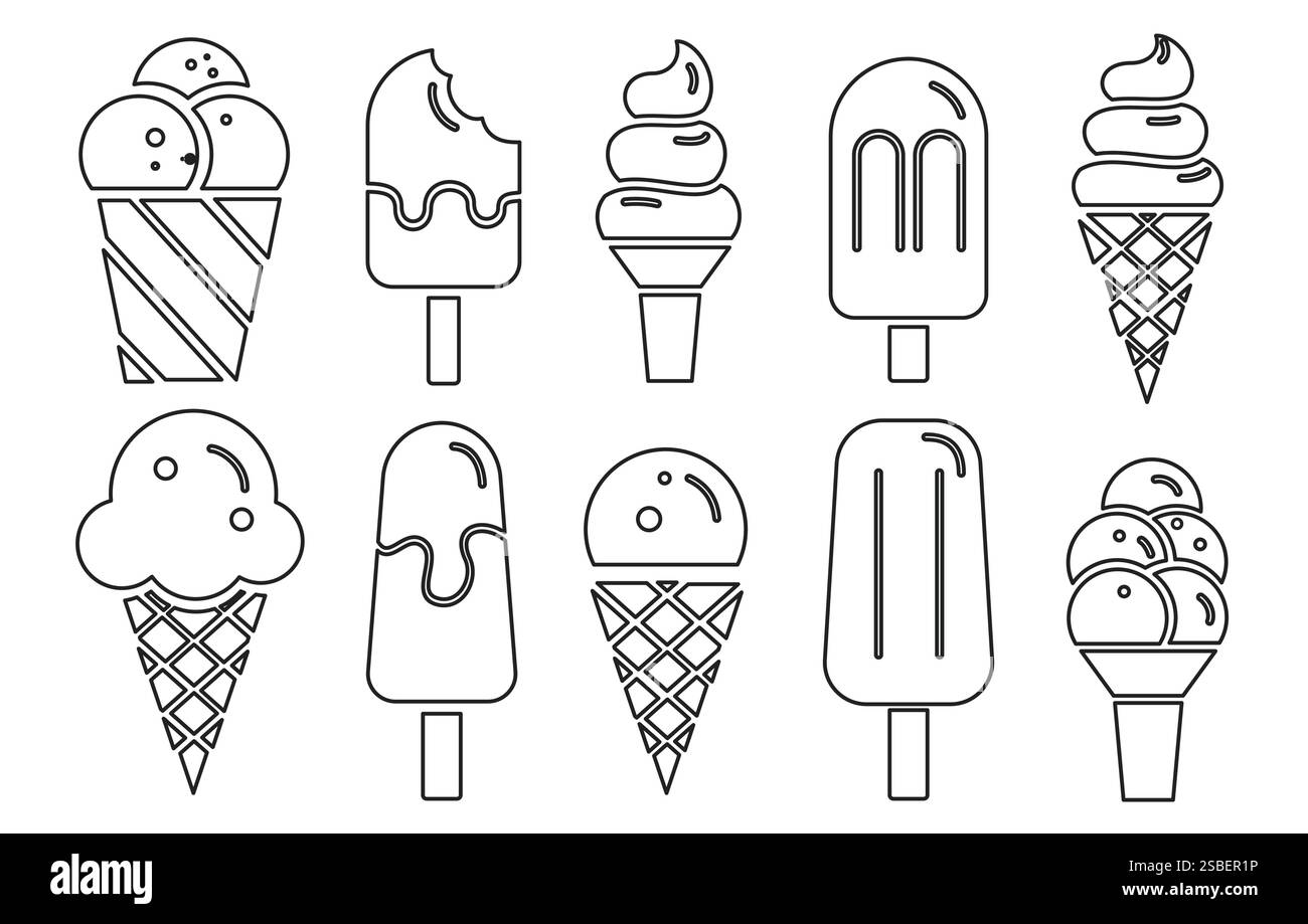 Ice Cream Cone Vector Outline