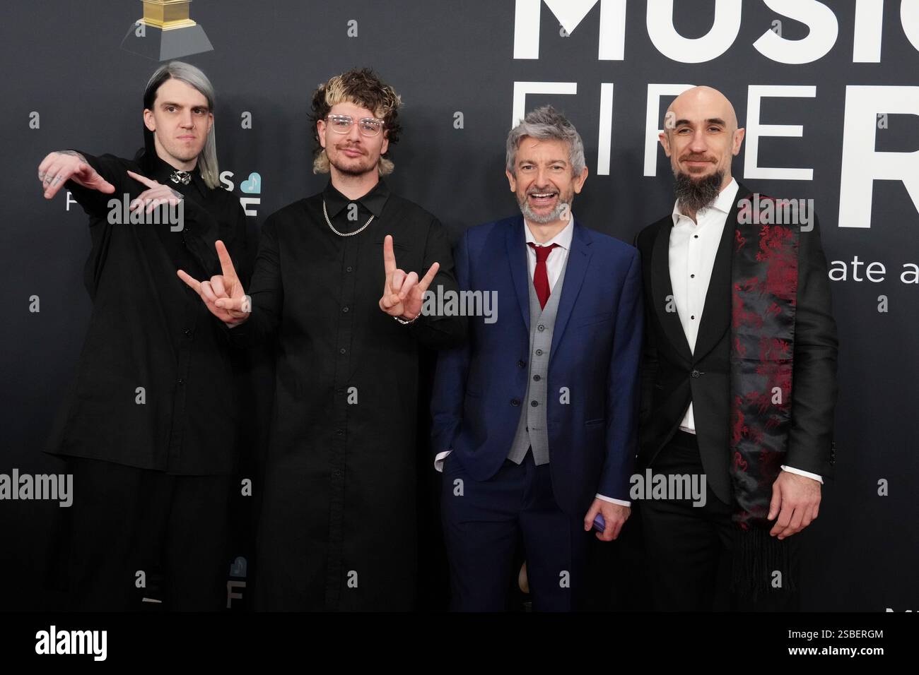 Mike Hicks, second from right, and Nick Azinas, right pose with Sabian ...