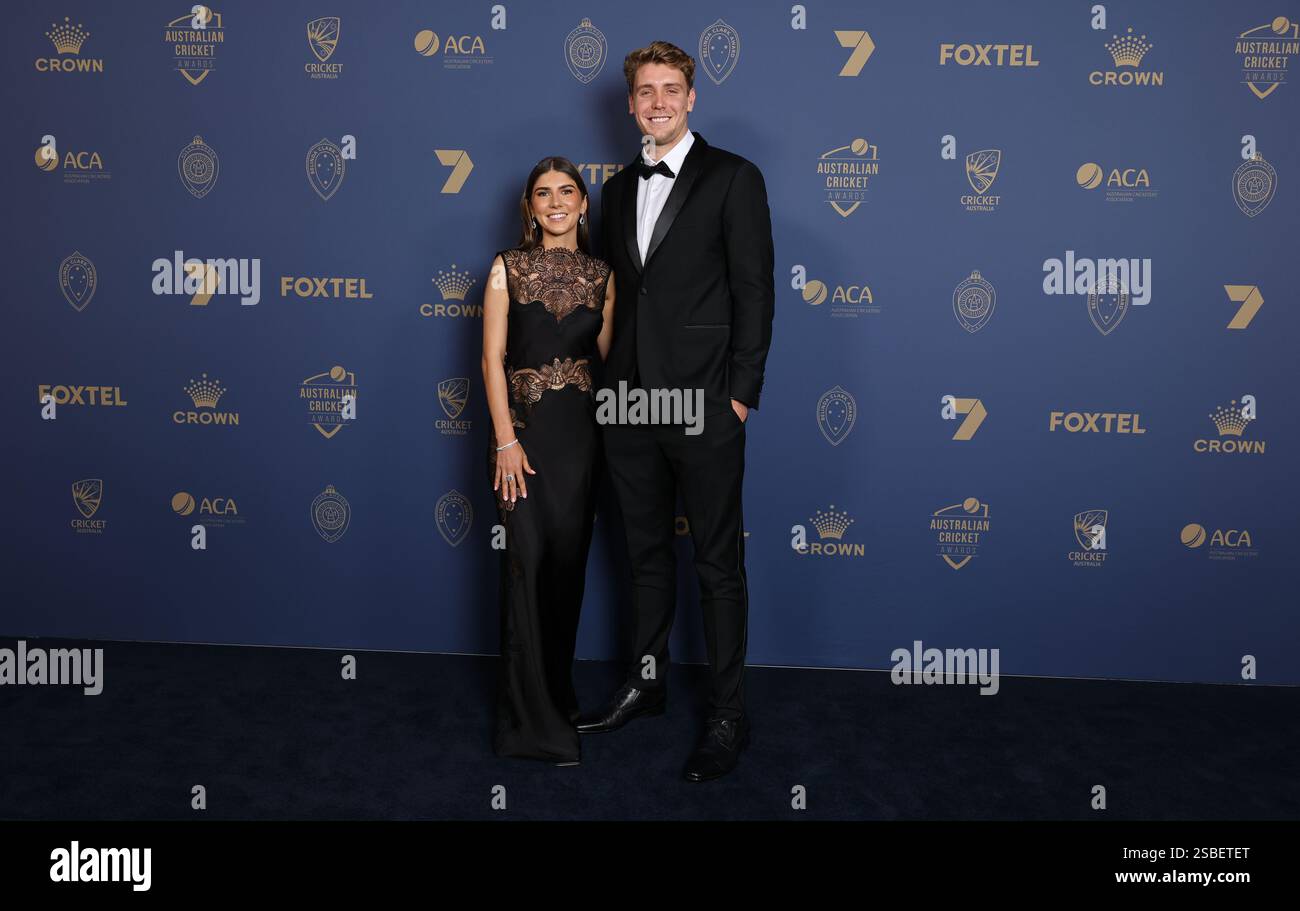 Melbourne, Australia. 03rd Feb, 2025. Emily Redwood and Cameron Green ...