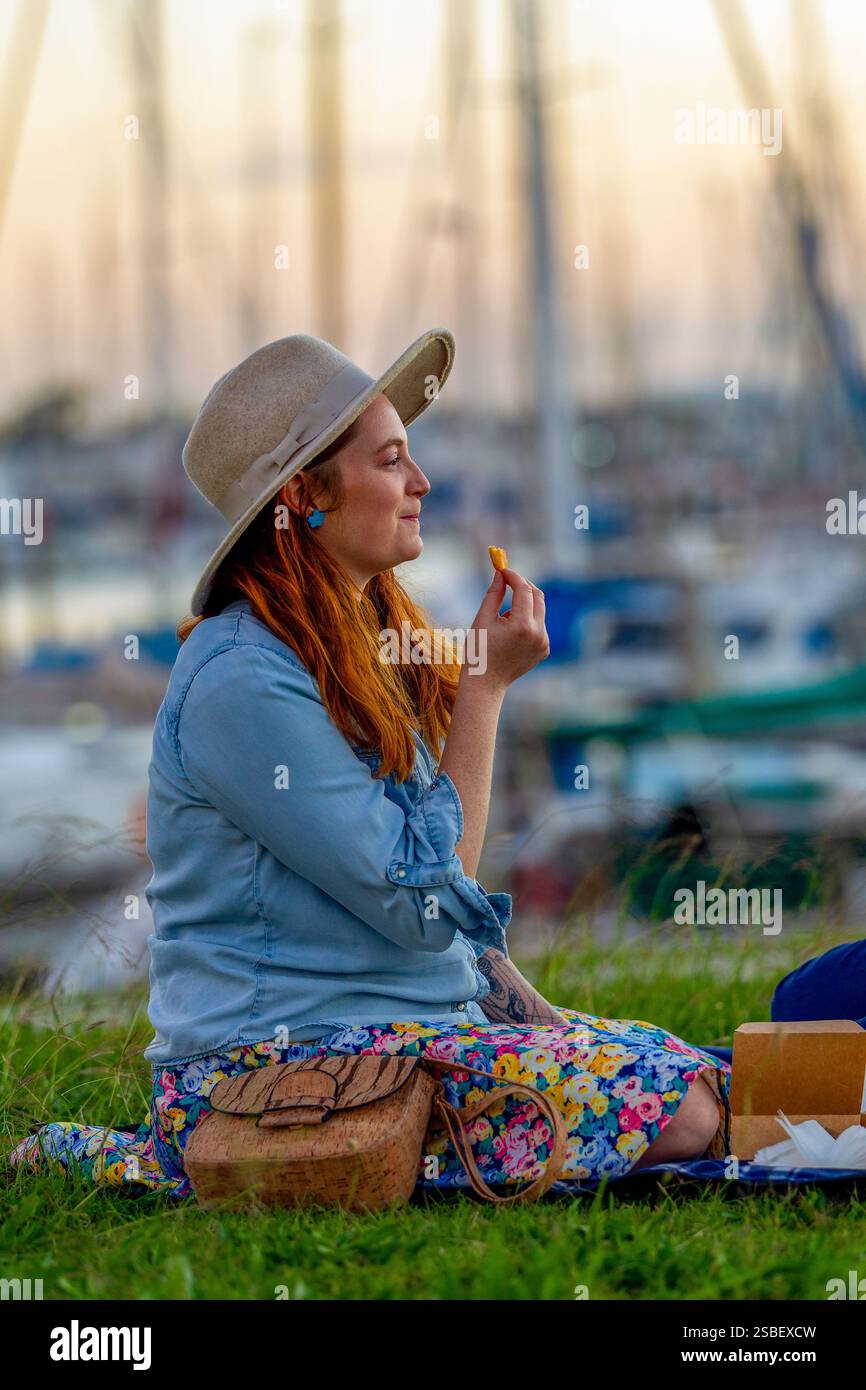 Happy woman chips hi-res stock photography and images - Alamy