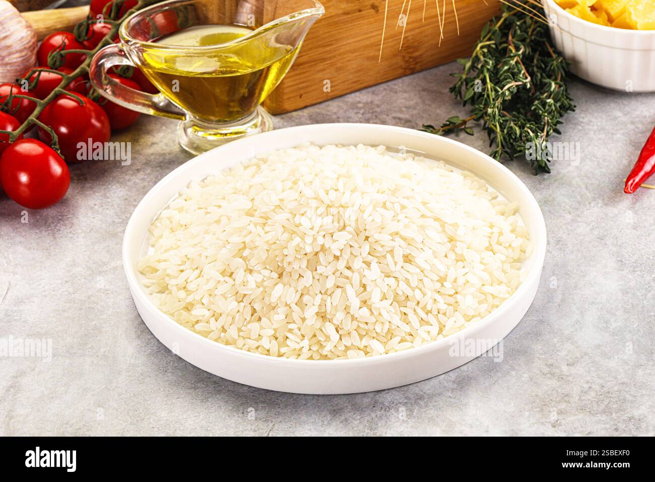 Dry raw Arborio rice for risotto Stock Photo - Alamy