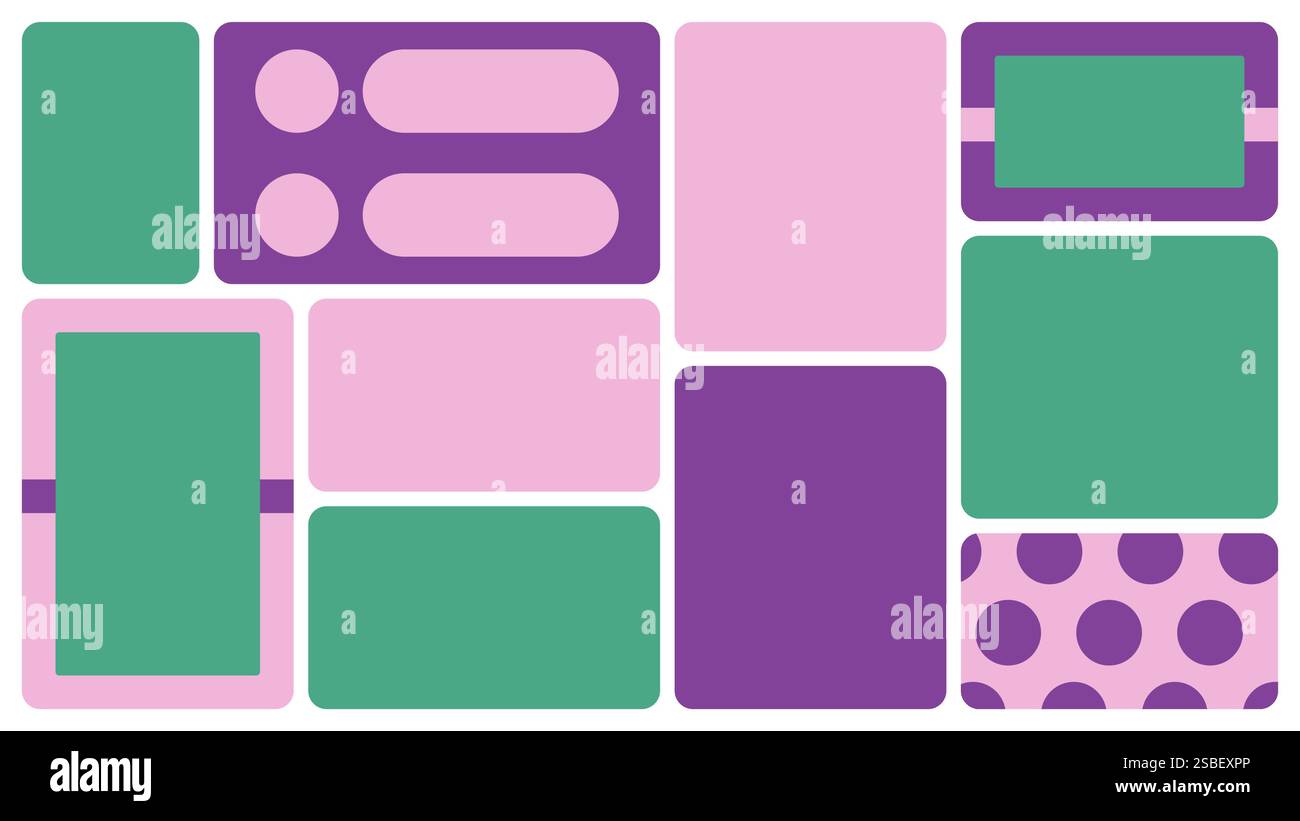 Bento box template. Y2K collage grid shapes. Geometry modular moodboard ...