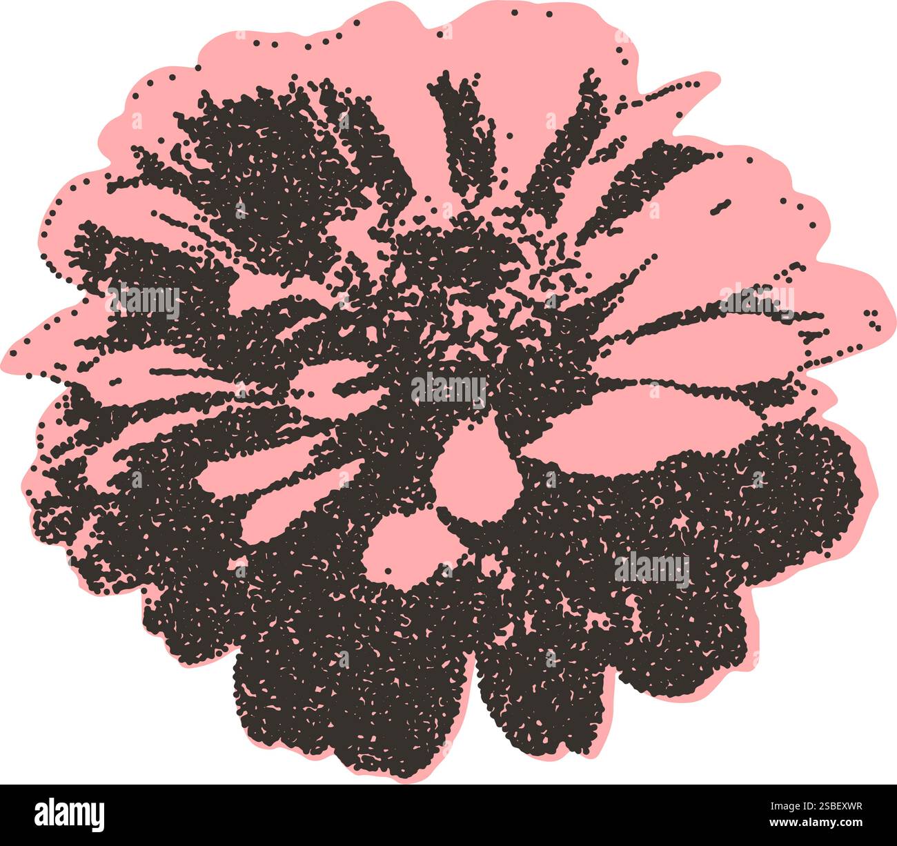 Flower collage sticker. Photocopy monochrome effect chrysanthemum ...