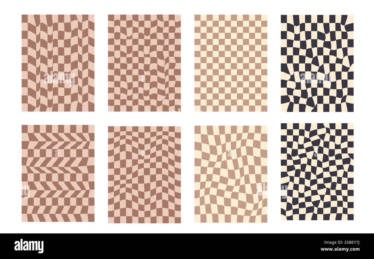 Groovy checkerboard pattern set. Psychedelic checker background pack. Trippy y2k retro vertical ...