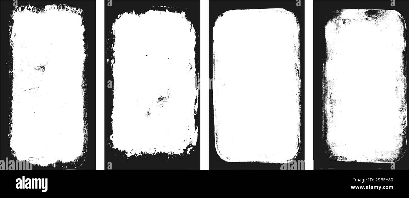 Photo grunge frames stories set template. Ink paint rolled with edges ...
