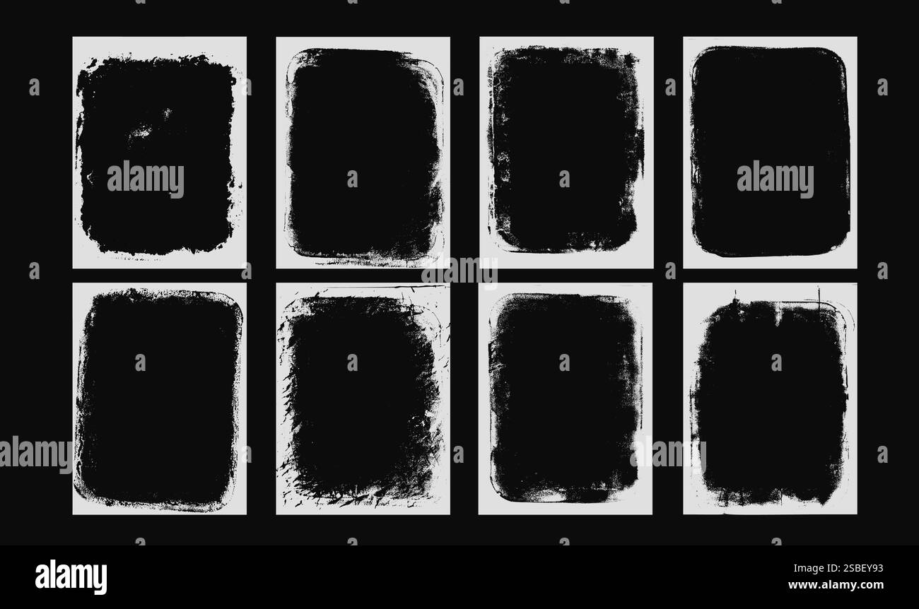 Photo grunge effect frames set template. Ink rolled paint edges punk ...