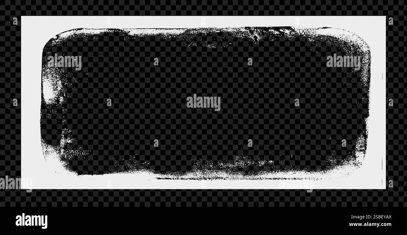 Photo grunge horizontal frame template. Ink paint edges punk border for ...