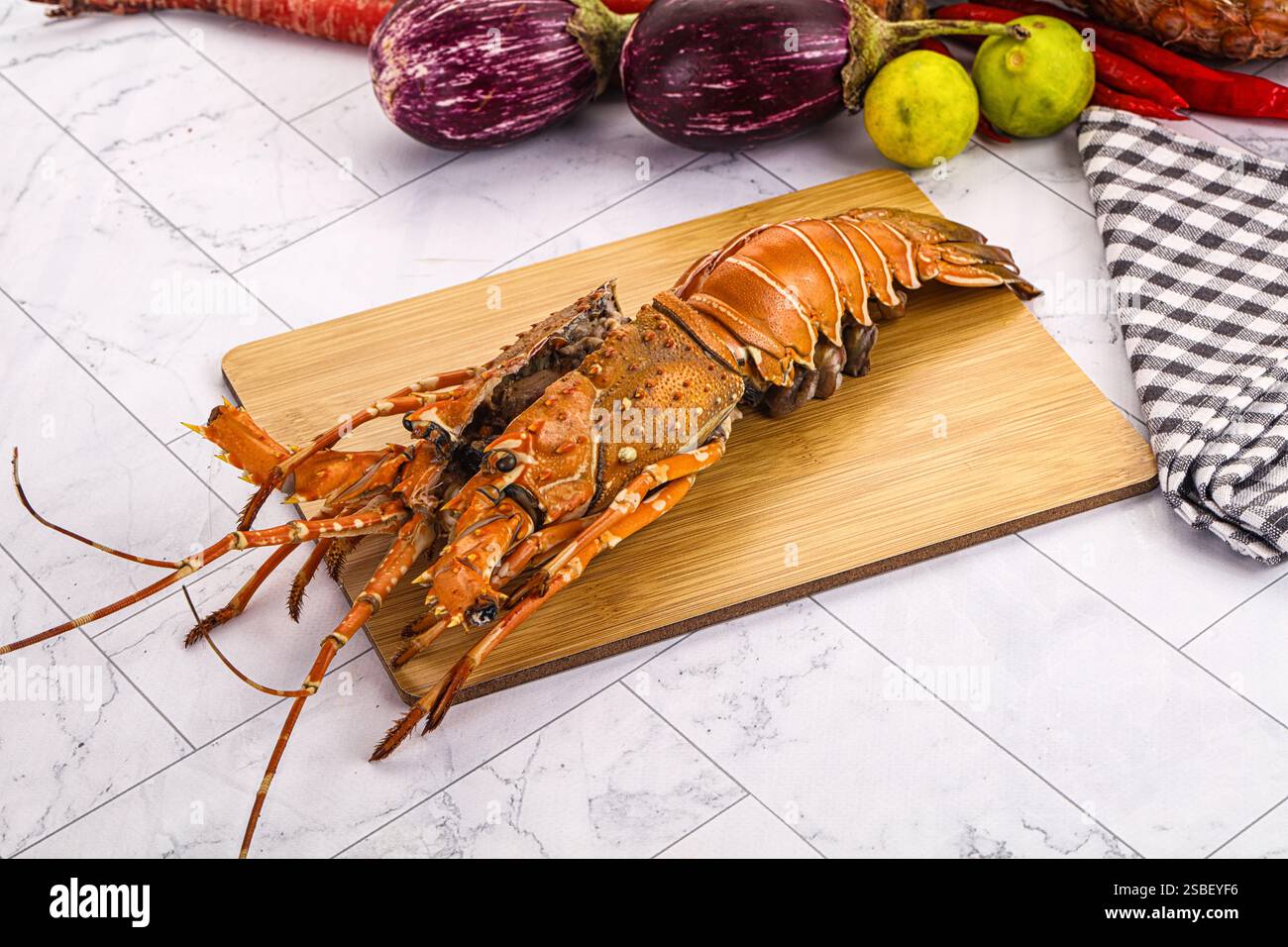 Luxury expensive boiled red spiny lobster Stock Photo - Alamy