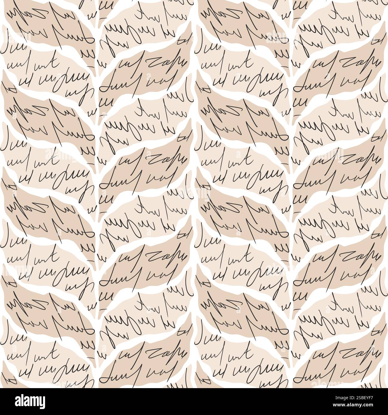 Scribble ornament with handwritten script text paper pieces seamless ...