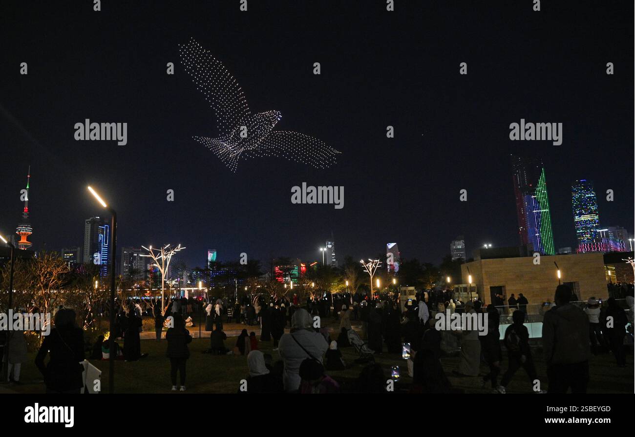 Kuwait City, Kuwait. 2nd Feb, 2025. People watch a drone light show in ...