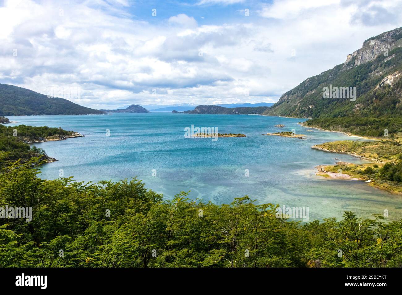 View of Rio Lapataia in Argentia National Park, Tierra del Fuego, just ...
