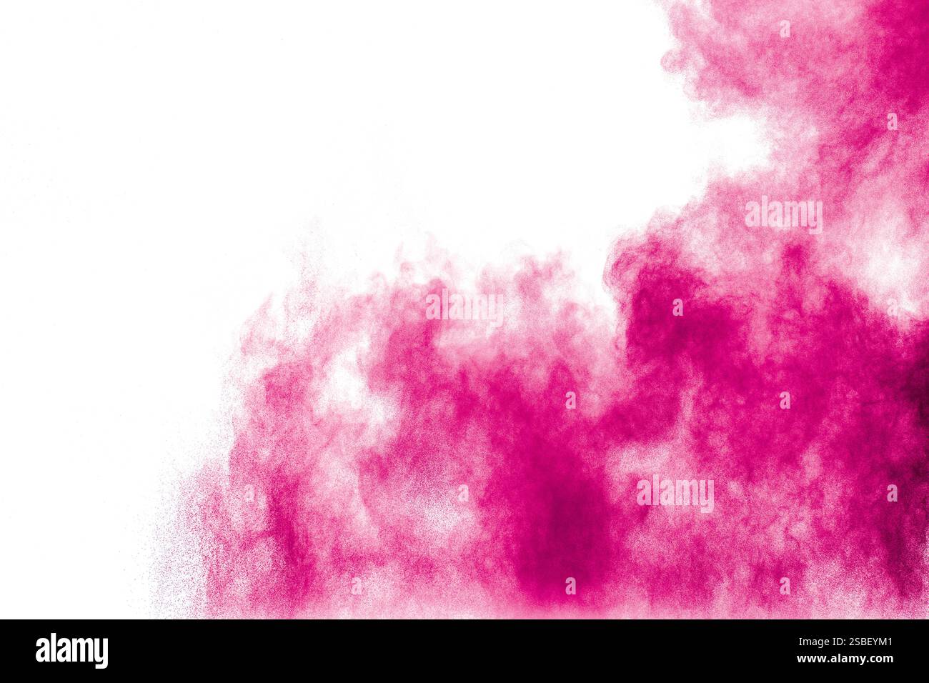 Pink cloud of powdery substance is floating in the air. The color is ...