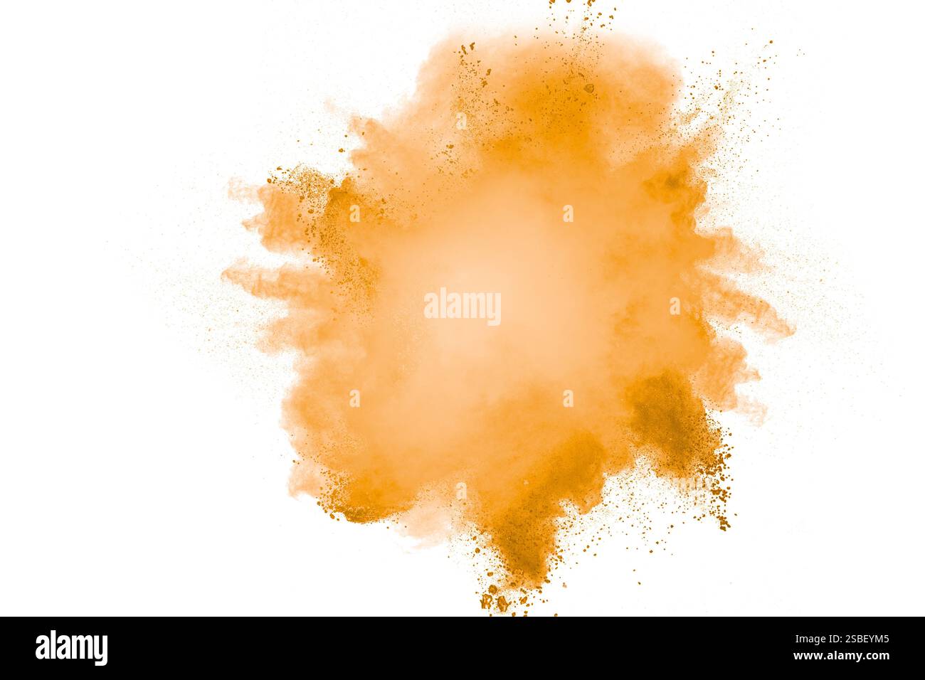 Orange cloud of dust is floating in the air. The dust is scattered in ...